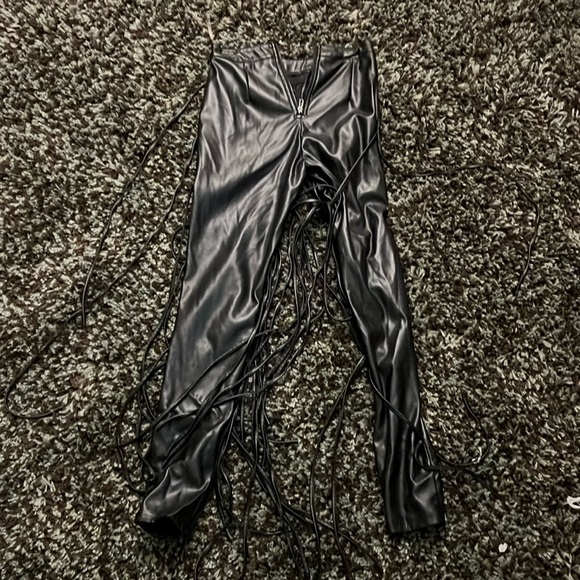 Pants & Jumpsuits | Pull Some Strings Faux Leather Pants Black | Poshmark